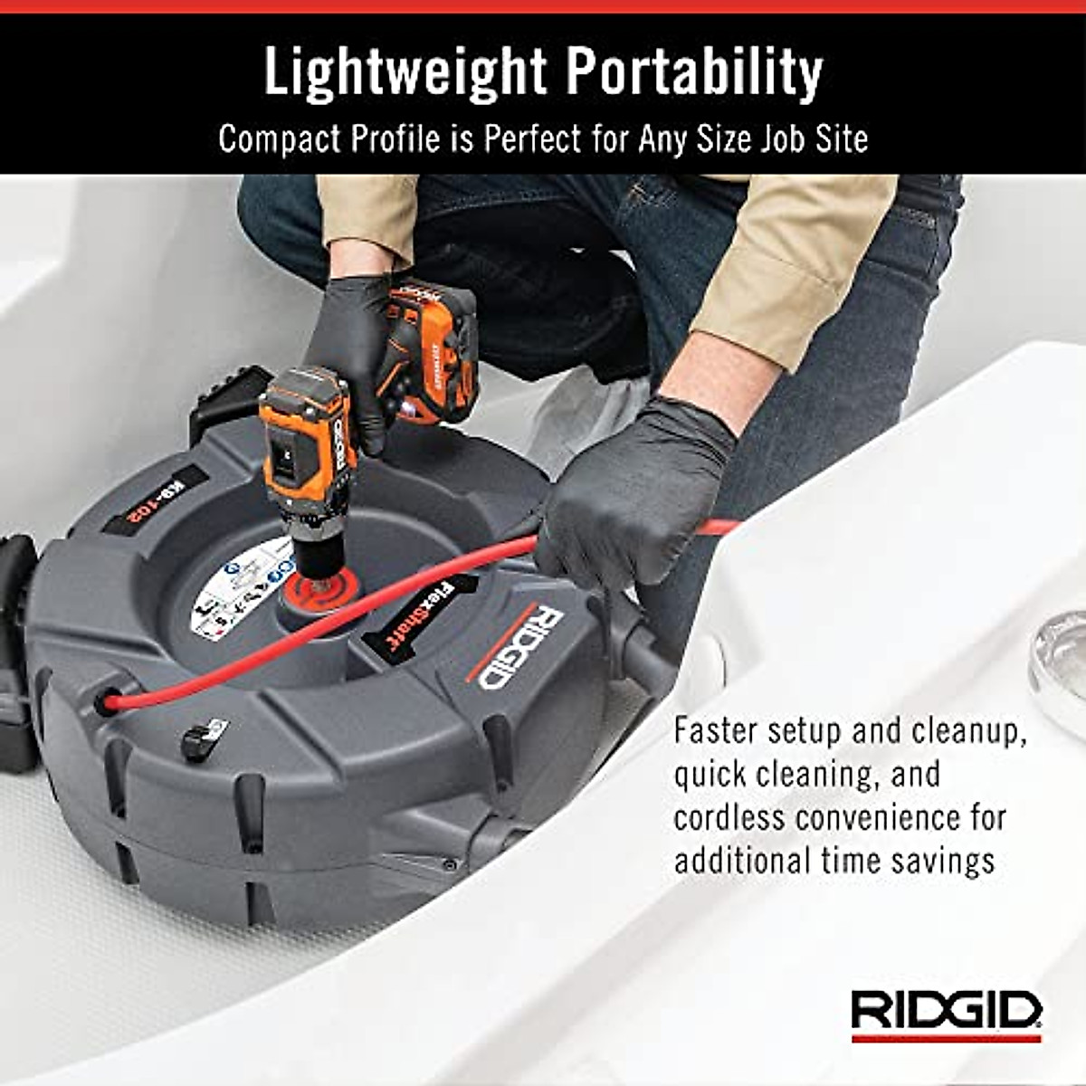 RIDGID 64263 Model K9-102 FlexShaft Drain Cleaning Machine Kit for 1-1/4"-2" Pipes