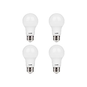 LUNO A19 Dimmable LED Bulb, 9.5W (60W Equivalent), 800 Lumens, 2700K (Soft White), Medium Base (E26),UL & Energy Star (4-Pack)