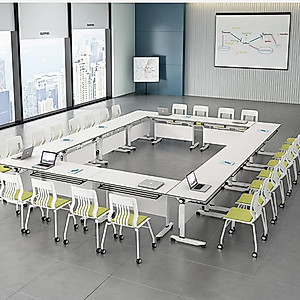Folding Conference Table, Flip Top Mobile Training Table with Modesty,Storage Layer and Lockable Wheels,Wood Tabletop, Metal Frame (Color : A, Size : 120 * 40 * 75cm)