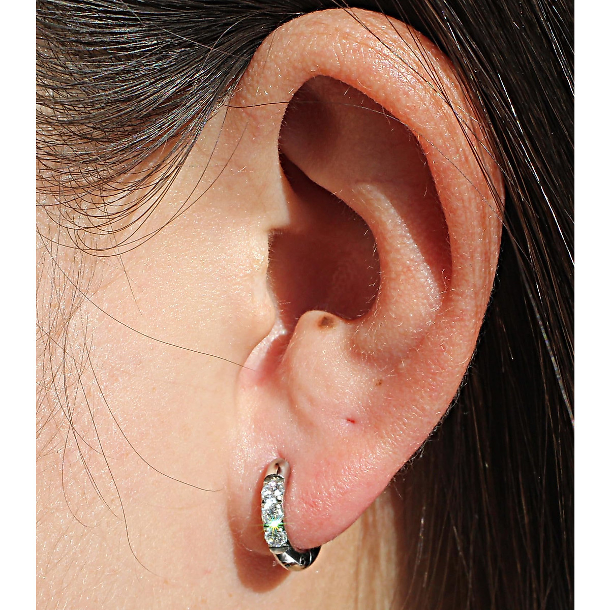 Silver Earrings Cubic Zirconia Small Hoops Stainless Steel Huggie Earrings 8mm Piercing Earrings Stainless Steel Small Hoops for Women