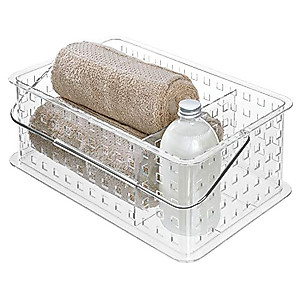 iDesign - 88000 Spa BPA-Free Plastic Stacking Organizer Handle, 8.69" x 13.94" x 5.13", Divided Basket