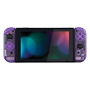 eXtremeRate DIY Replacement Shell Buttons for Nintendo Switch & Switch OLED, Clear Atomic Purple Custom Housing Case with Full Set Button for Joycon Handheld Controller - Console Shell NOT Included