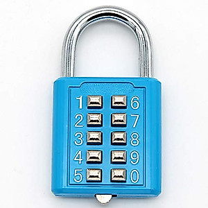 MIONI 10 Position Button Combination Padlock, 5 Position Locking Mechanism, bluexi15:18