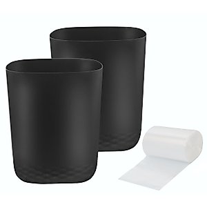 Feiupe Small Trash Can with 60 Count of Trash Bags,2.5 Gallon Wastebasket Recycling Bin Trash Can for Bathroom Bedroom Office Kitchen (2, Black)