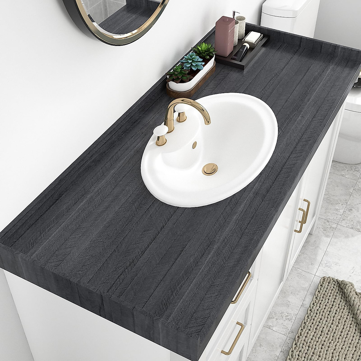 WESTICK Peel and Stick Countertops Contact Paper Black Wallpaper Peel and Stick Wood Contact Paper for Countertops Waterproof Kitchen Vinyl Counter Top Cabinet Covering Black Contact Paper 15.8"x78"