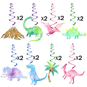 Girls Dinosaur Birthday Party Decorations, Pink Dinosaur Party Supplies, Girls Dino Party Banner and Hanging Swirls