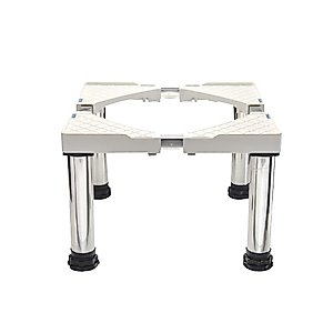 Machine Stand Adjustable Appliance Stand Refrigerator Pedestal Stand Length/Width 17"-25" Wine Cooler Stand Pedestal for Dishwasher Heavy Furniture, Anti-rust, White (Legs:10",4Legs)