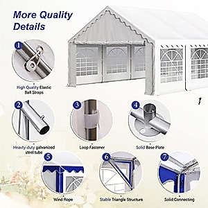PHI VILLA 20'x16' Outdoor Heavy Duty Party Tent Large Commercial Canopy Wedding Event Shelter with Removable Sidewalls & 3 Storage Bags for Patio Outdoor Garden Events, White