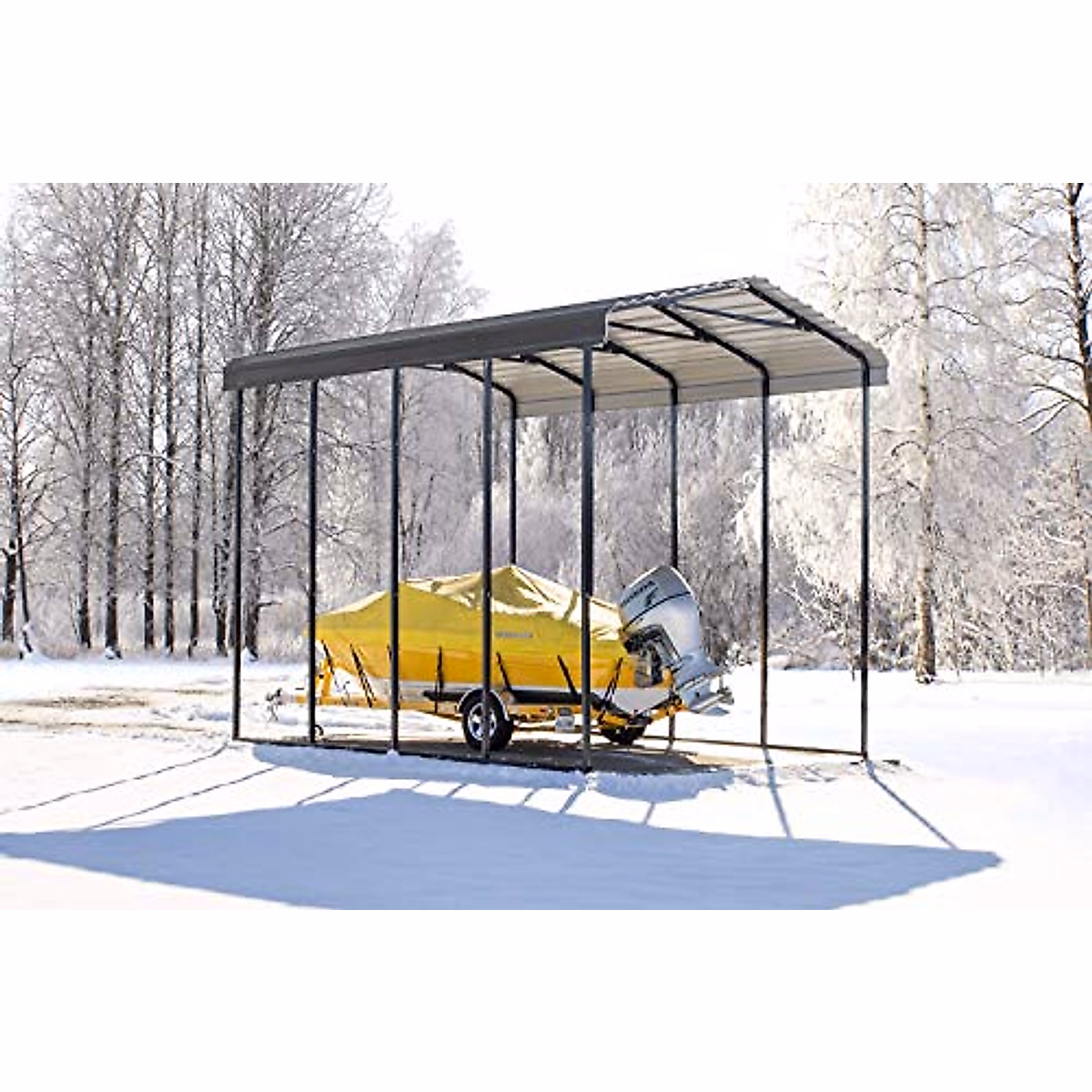 Arrow 14' x 20' x 14' 29-Gauge Metal RV Carport and Multi-Use Shelter for Large Vehicles- Charcoal