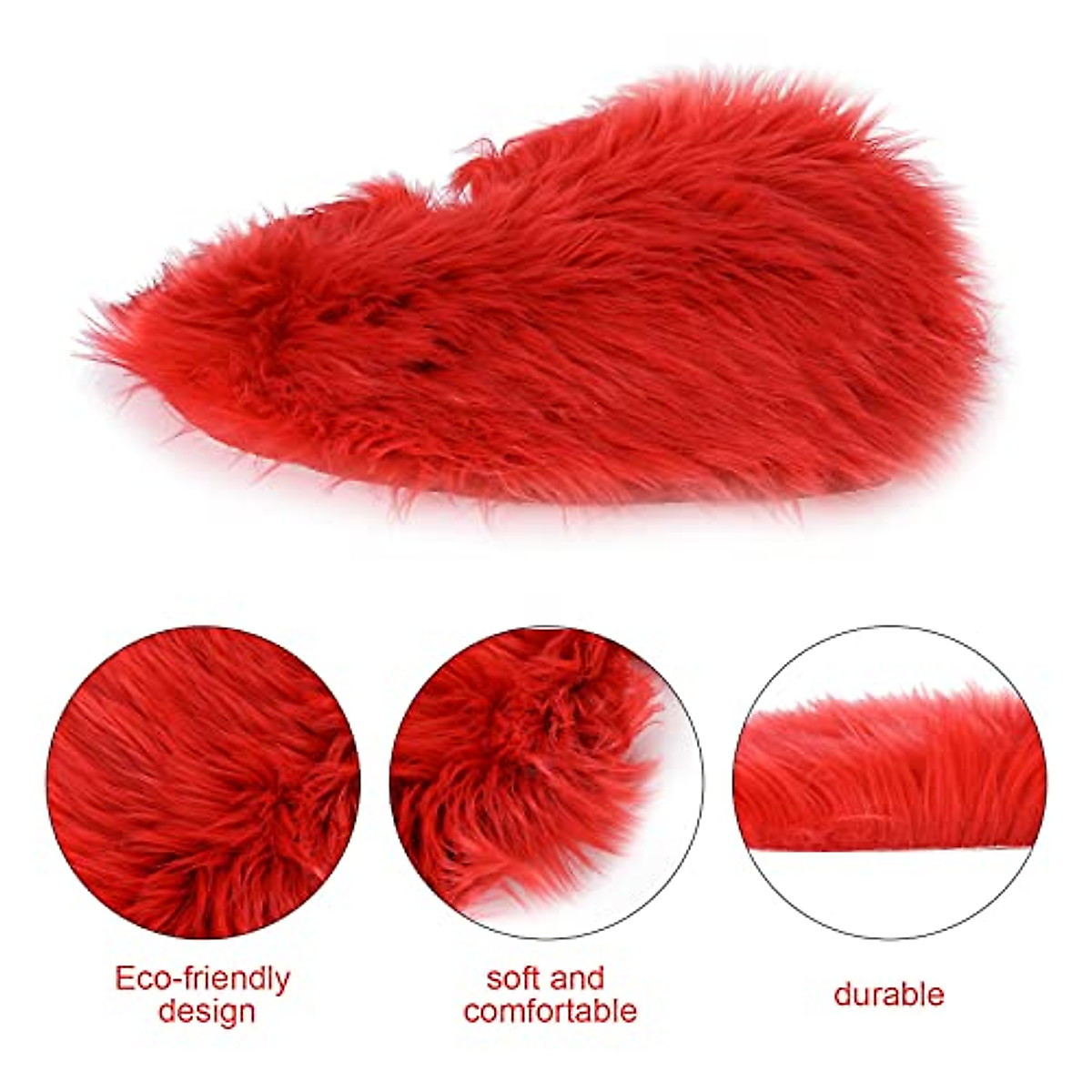 40 x 50cm/15.7 x 19.6inch Small Heart Shape Faux Sheepskin Rug Soft Long Plush Fluffy Shaggy Carpet Area Mats Rugs Bedroom Sofa Decorative Floor Carpet