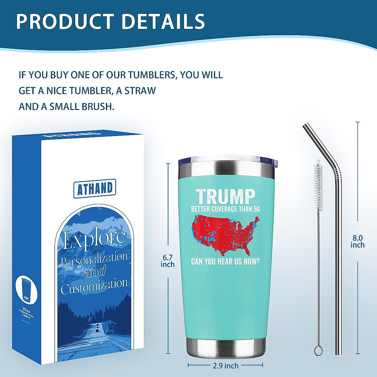 ATHAND Trumps Better Coverage Than 5G,Trumps Merchandise,Trump Mug,Trump Gifts,20 Oz Stainless Steel Vacuum Tumbler Travel Coffee Mugs