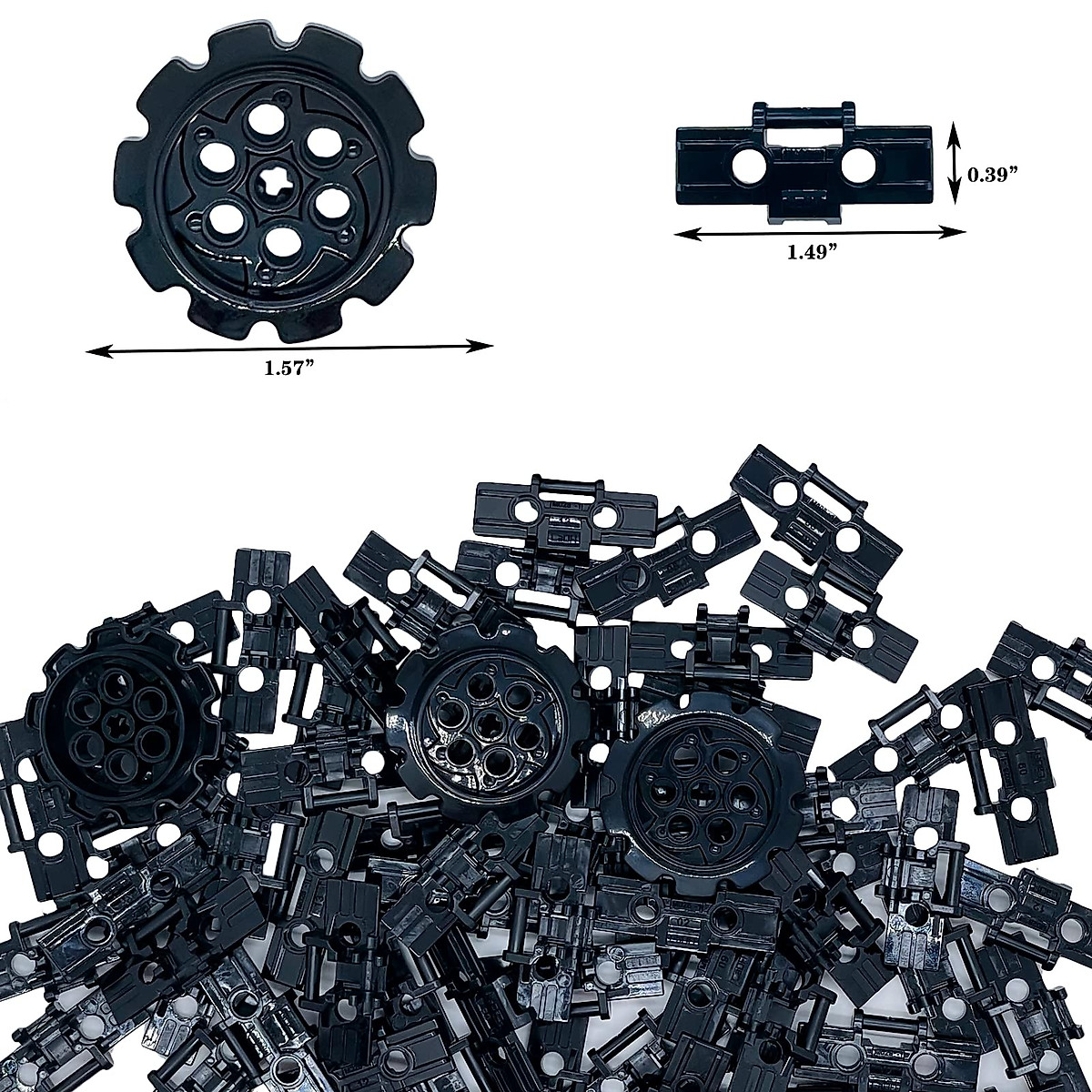 108Pcs Technical Parts Tank Track Wheels Treads Chain Links Motorcycle Car Accessories Building Blocks Toys for 6-12 Years Old Boys Kids Gift Tight fit Major Brands