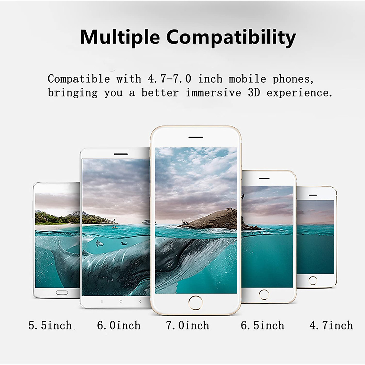 VR Headset, 3D Virtual Reality Glasses with Blu-ray Eye Protected Light & Small, 3D Glasses for Watch Movies, Video & Play Game, Support 4.7-7.0” Smartphone. (Without Controller)