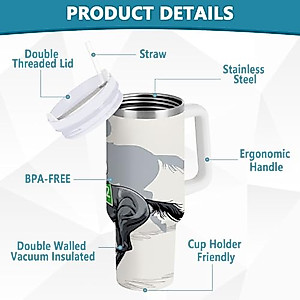 Horse Racing Stainless Steel Insulated Tumbler with Handle and Straw Lid for Water, Insulated Cup 30 OZ / 0.89 L