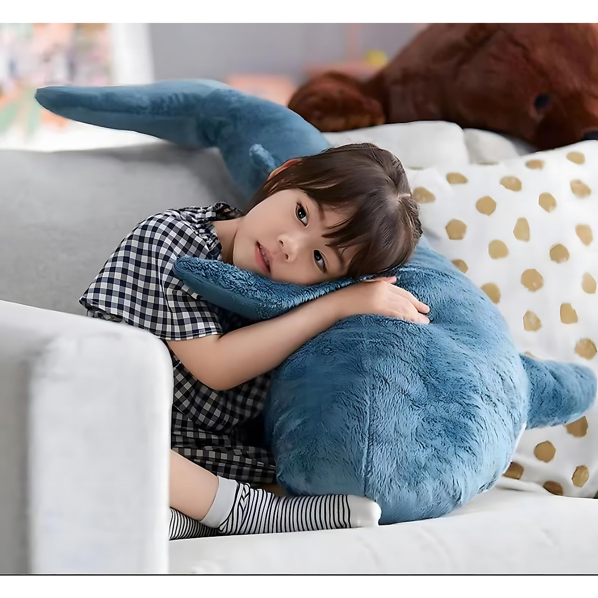 Ryttir 39.4 Inch XXL Giant Shark Stuffed Animals,Chubbier Shark Pillow Soft Shark Plush Shark Body Pillow Stuffed Shark Décor, Perfect Chrismas Stress Relief Gifts for Kids Women