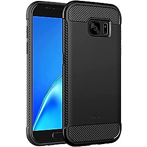 JETech Slim Fit Case for Samsung Galaxy S7 5.1-Inch, Thin Phone Cover with Shock-Absorption and Carbon Fiber Design (Black)