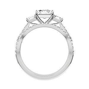 1.7 CT 3-Stone Princess Cut Bridal Set Moissanite engagement rings for women 10K 14k 18K gold ring Platinum Plated Silver Princess moissanite rings -4105