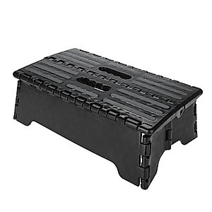 Yuehuam 5 Inch Folding Step Stool, Black, Plastic, Non-Slip, Portable, Versatile Use