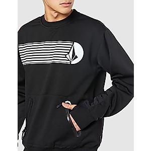 Volcom Men's Let It Storm Crew Riding Snowboard Fleece Sweatshirt, Black S3, Medium