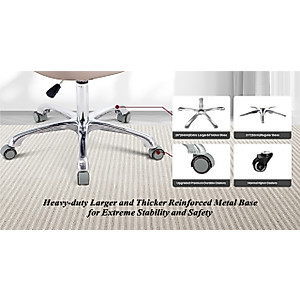 HNKastela Rolling Chair with Back Support - Height Adjustable Shop Stool with Wheels for Esthetician, Lash, Makeup, Computer, Classroom, Studio