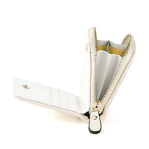 uxcell Small Short Paragraph Zipper Coin Wallets with Card Holder for Lady Small White