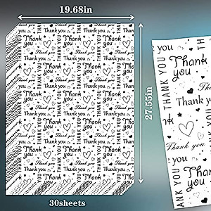 Hi Sasara 30 Sheets 28 x 20 Inch Thank You Tissue Paper Bulk,Thank You Tissue Paper for Small Business,Tissue Paper for Packaging,Gift Bags,Thank You Packaging Tissue Paper (Black)