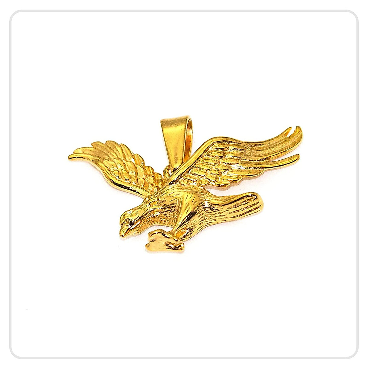 Nsitbbuery Hip Hop 18K Gold Plated Stainless Steel Animal Eagle Pendant Necklace