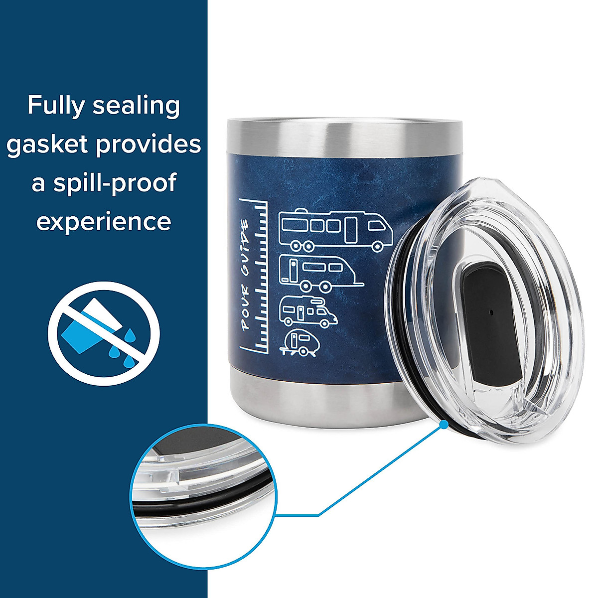 Camco Life is Better at The Campsite Lowball Whiskey Tumblers | Stylish and Insulated Drinkware for Favorite Whiskey or Bourbon | 2-Pack (53328)