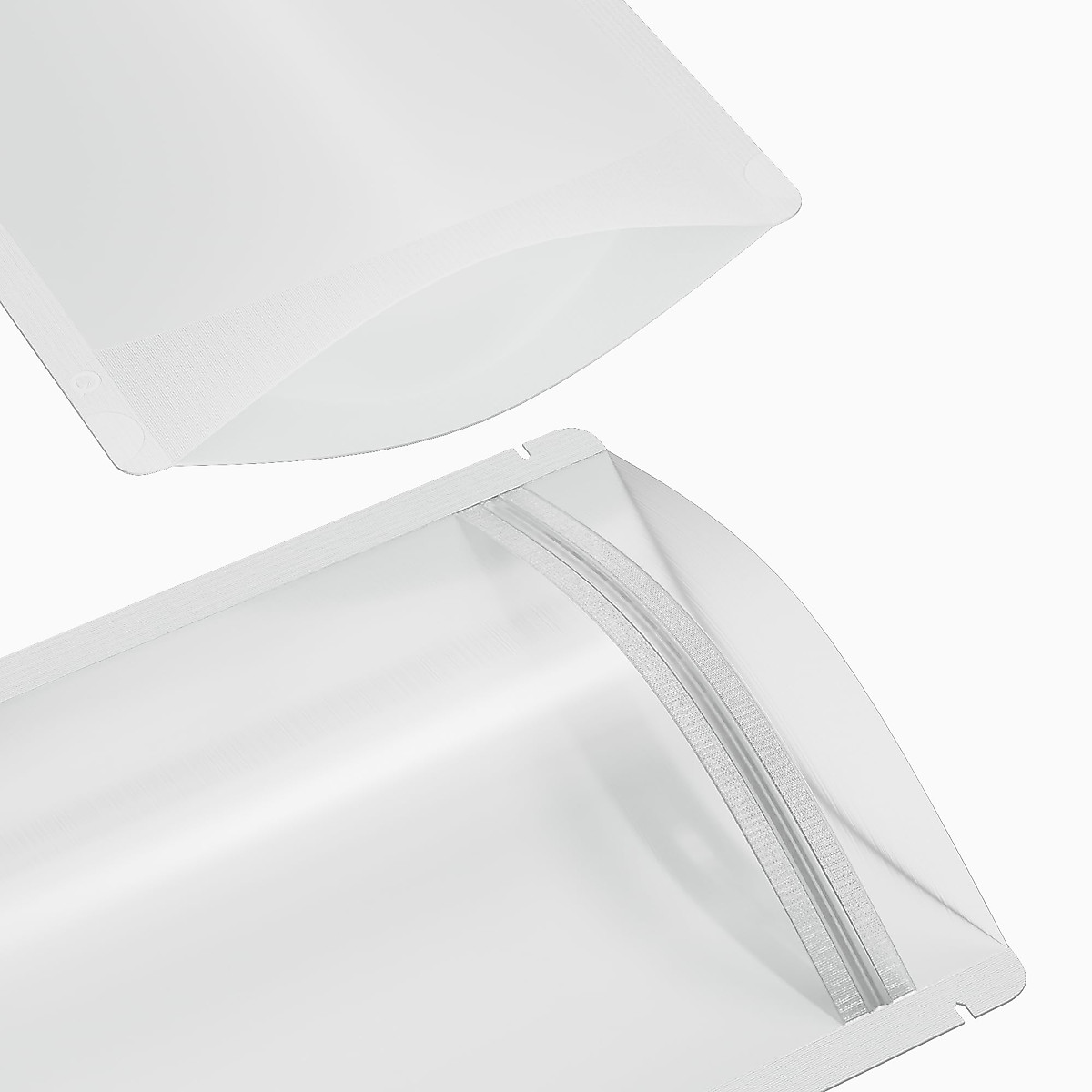 QQ Studio Pack of 100 Translucent Front Matte White Poly Plastic Resealable Bags (3.3oz (5" x 7"), White Stand-Up Pouch)