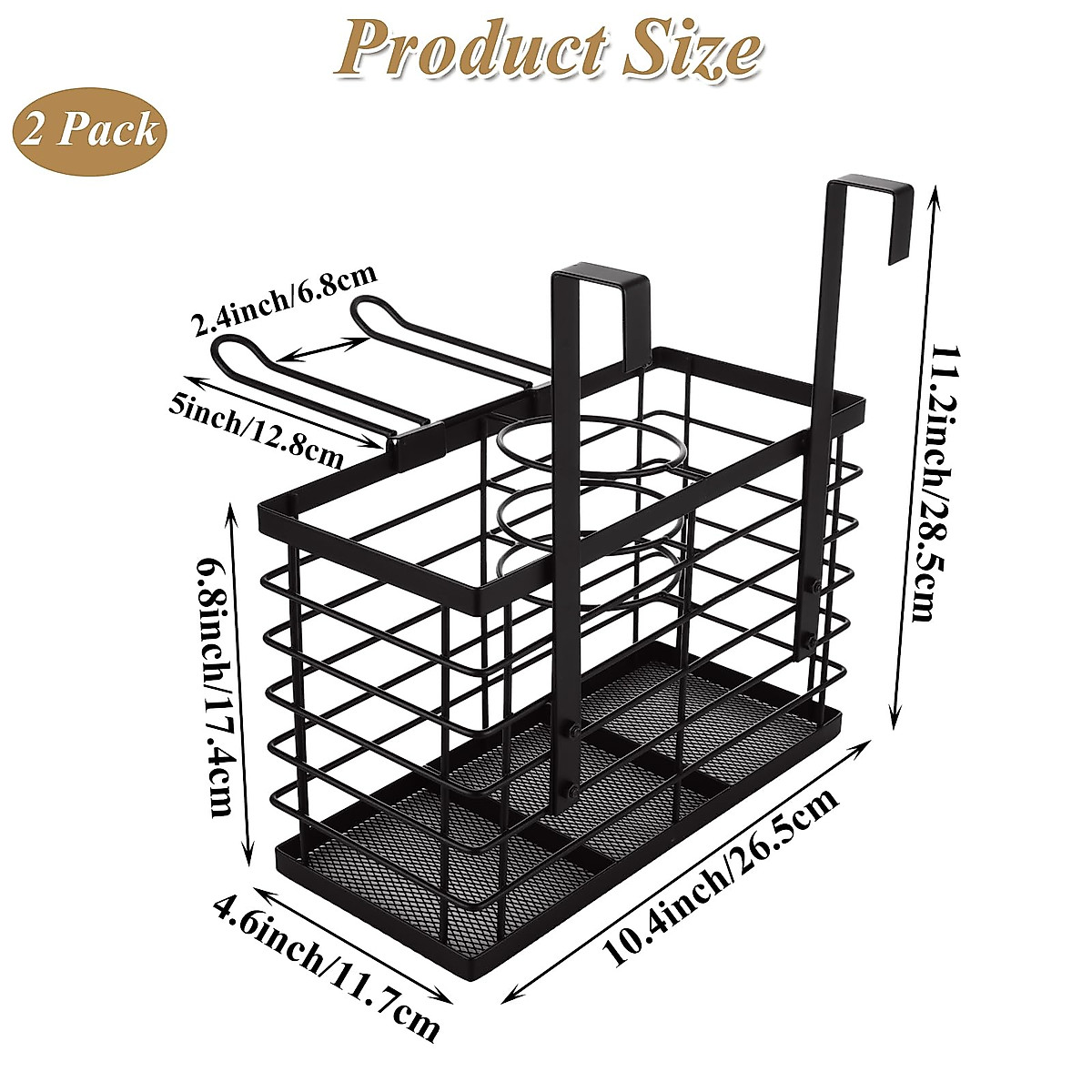 CYEAH 2 Pack Hair Dryer Holders, 3-in-1 Hair Tool Organizer Blow Dryer Holder, Adjustable Height Wall Mounted/Cabinet Door Bathroom Organizer Storage for Hair Dryer, Curling Wands, Hair Straighteners