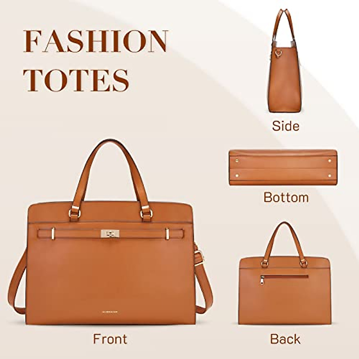 Missnine Laptop Bag for Women 15.6 inch PU Leather Work Tote Bag Large Computer Briefcase Business Office Handbag