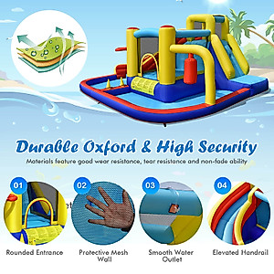 BOUNTECH Inflatable Water Slide, Mega Water Park Bounce House Combo for Kids Backyard Outdoor Fun w/Splash Pool, Climbing Wall, Blow up Waterslides Inflatables for Kids and Adults Party Gifts