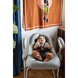 BEABA Up & Down Portable Baby Rocker, 4 Height Levels + 3 Reclining Positions with 1 Click, Couch and Table Height Rocker, Baby Seat, Baby Lounger, Baby Essentials, Baby Gear, Gray