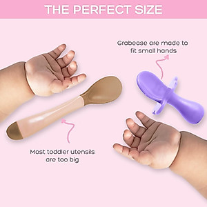 Grabease Baby Spoons Baby Led Weaning Supplies Toddler Forks Baby Feeding, BPA-Free & Phthalate-Free for Baby & Toddler, 2 Sets, Blush and Lavender