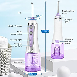 [2023 New Version]Leominor Cordless Water Flosser Professional Oral Irrigator,Portable Dental Flosser IPX7 Waterproof,with Travel Bag and 7 Jet Tips, Rechargeable for Home&Travel