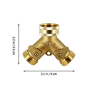iplusmile Brass Garden Hose Splitter Y Valve Splitter 3/4 Inches 2 Way Metal Hose Connector Heavy Duty Garden Hose for Home Garden Gold, 1pc
