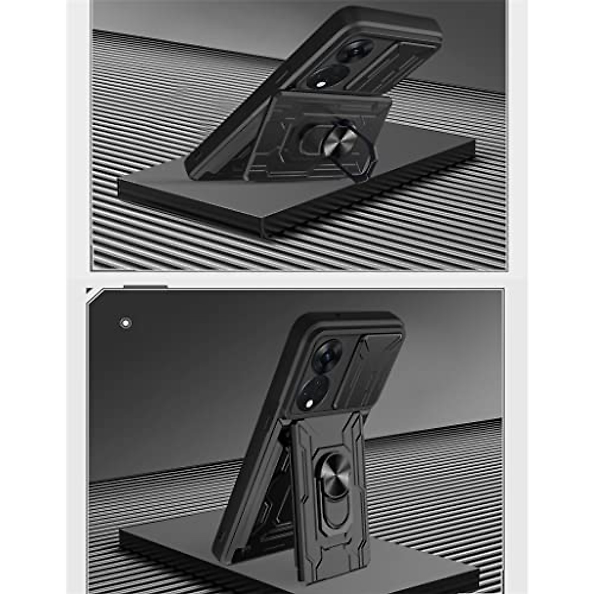 CCSmall for Oppo Reno8 T 5G Case with Slide Camera Cover, Heavy Duty Protective with Ring Kickstand & Card Holder Cell Phone Case for Oppo Reno8 T 5G LJK Red