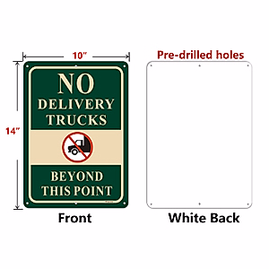 2 Pack No Delivery Trucks Beyond This Point Signs 10" x 14" No Trucks Warning Road Signs Metal Reflective Rust Free Aluminum UV Protected Waterproof Easy Mounting Outdoor Use