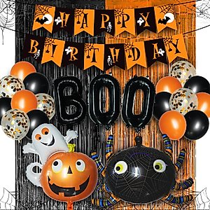 Halloween Birthday Party Decorations Halloween Birthday Banner Halloween Theme Happy Birthday Halloween Decorations Black and Orange Happy Birthday Halloween Banner