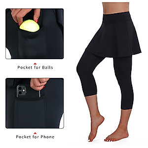 ANIVIVO Skirted Legging for Women, Yoga Legging with Skirts &Women Tennis Leggings Clothes(Black,M)