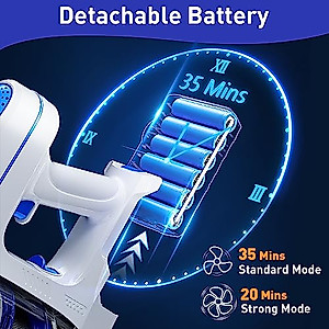 EICOBOT Cordless Vacuum Cleaner, 23Kpa Powerful Suction Lightweight Stick Vacuum Cleaner with Detachable Battery Up to 35 Mins Runtime,6 in 1 Handheld Vacuum for Hard Floor Carpet Pet Hair Sea Blue