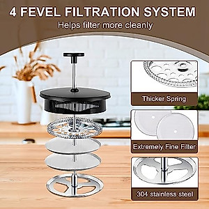 Greenual French Press Coffee Maker 34 oz, Borosilicate Glass French Press with 4 Filter, 304 Stainless Steel Cold Brew Heat Resistant Coffee Press for Travel Gifts, (Black)