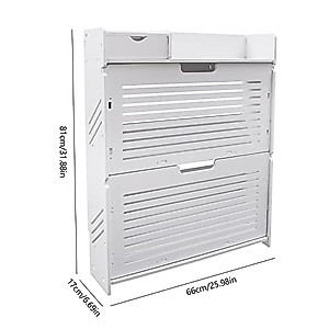 2 Layer Shoe Storage Cabinet with Doors White Modern Shoe Rack Small Shoe Cabinet for Entryway Show Rack Entryway Shoe Storage Practical Free Standing Shoe Racks (2 Tier, 25.98"x6.69"x31.88")