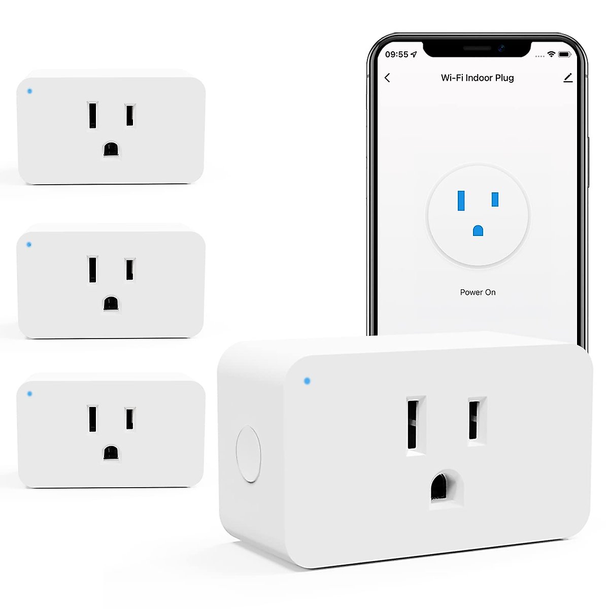 WiFi Smart Plugs 4 Pack, Smart Plugs That Work with Google Home for Voice Control Smart Outlet Plug with Timer APP Remote Control 1875W No Hub Required 2.4G Only, FCC and ETL Listed