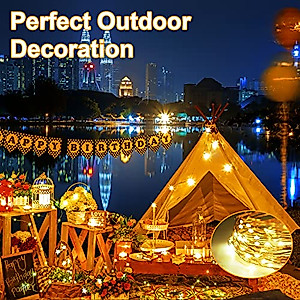 BOLWEO 2 Pack Solar Powered String Lights, Solar Fairy Lights,16.4Ft 50LED Waterproof Wire Lighting for Indoor Outdoor Christmas Tree Halloween Diwali Home Garden Decoration(Warm White)