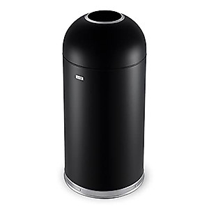 EKO Black Steel 56L Round Open Top Eternal Commercial Trash Bin