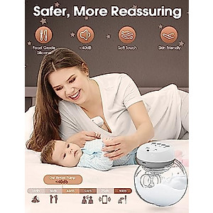 Hands Free Breast Pump Wearable Breast Pump 12 Levels 3 Modes Double Portable Electric Breast Pump w/Remote Control,140°Soft Silicone,LCD,1200mAh Battery,Low Noise Leak-Proof Painless Breastfeeding