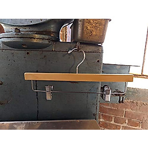 NAHANCO 6214RCCH 14” Wooden Pant Skirt Hanger with Chrome Hook and Clips, Natural (Pack of 100)