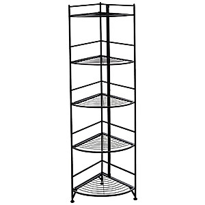 Convenience Concepts Xtra Storage 5 Tier Folding Metal Corner Shelf, Black
