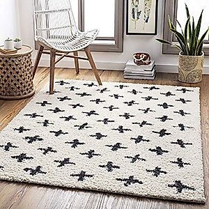 Artistic Weavers Moroccan Soft Mora Shag Area Rug,5'3" x 7', Cream/Charcoal